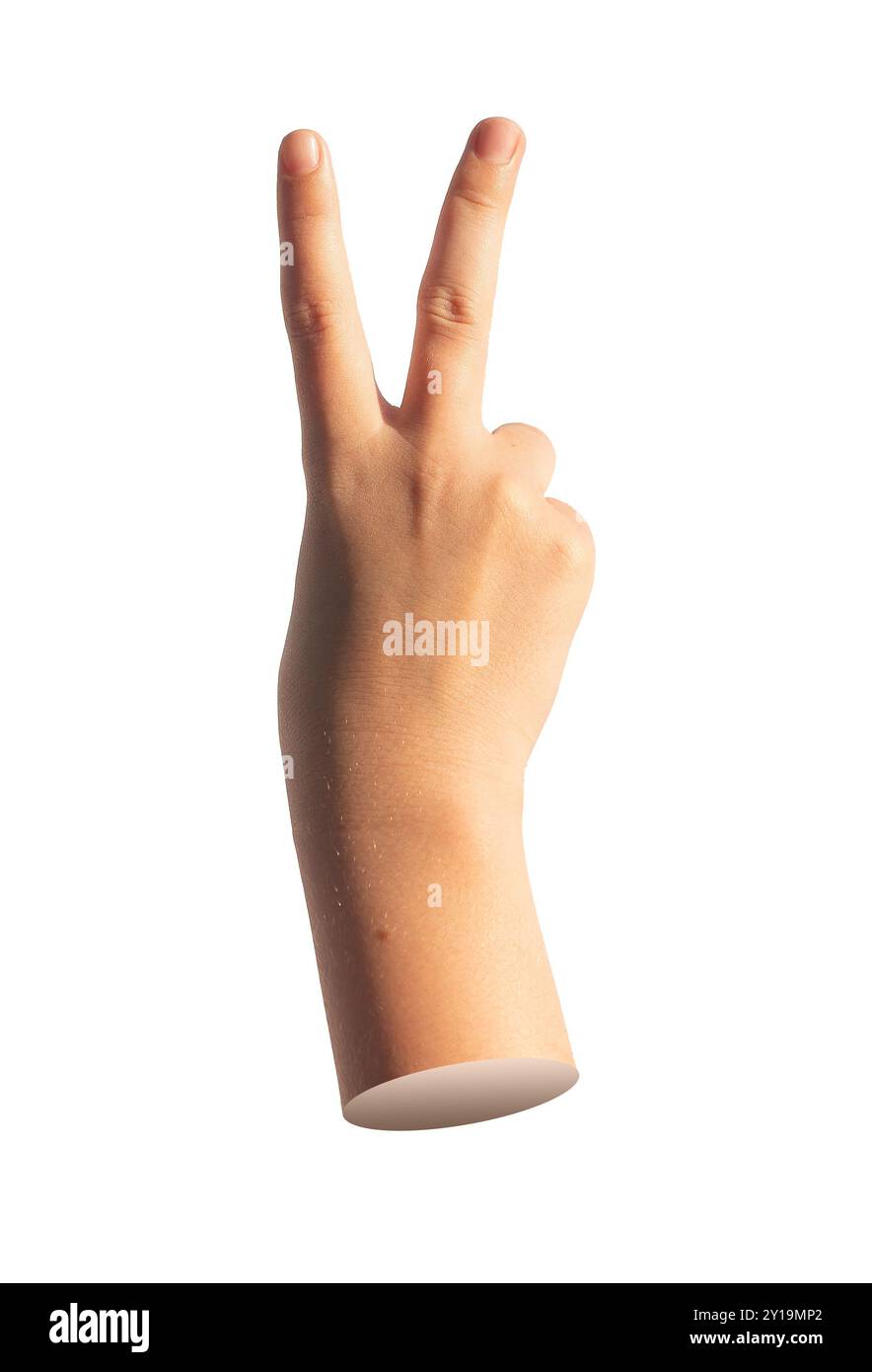 V sign, victory gesture, hand isolated on white background Stock Photo ...