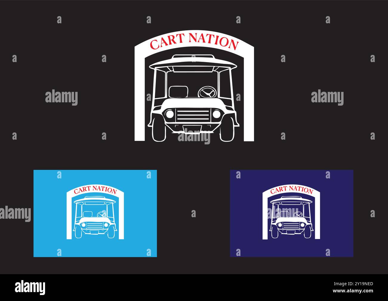 Modern Golf Cart Emblem with Bold "Cart Nation" Arch Design Stock ...