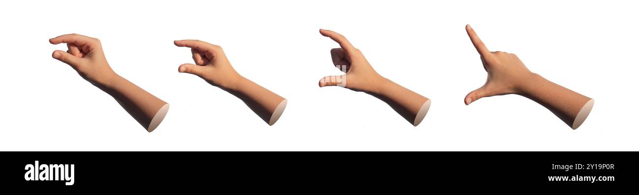 Kids hand gestures showing size from bigger to smaller. Pinch, catch ...