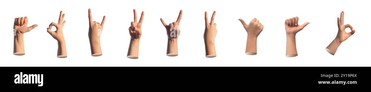 Kids hand signs, gestures set, isolated on white background Stock Photo ...