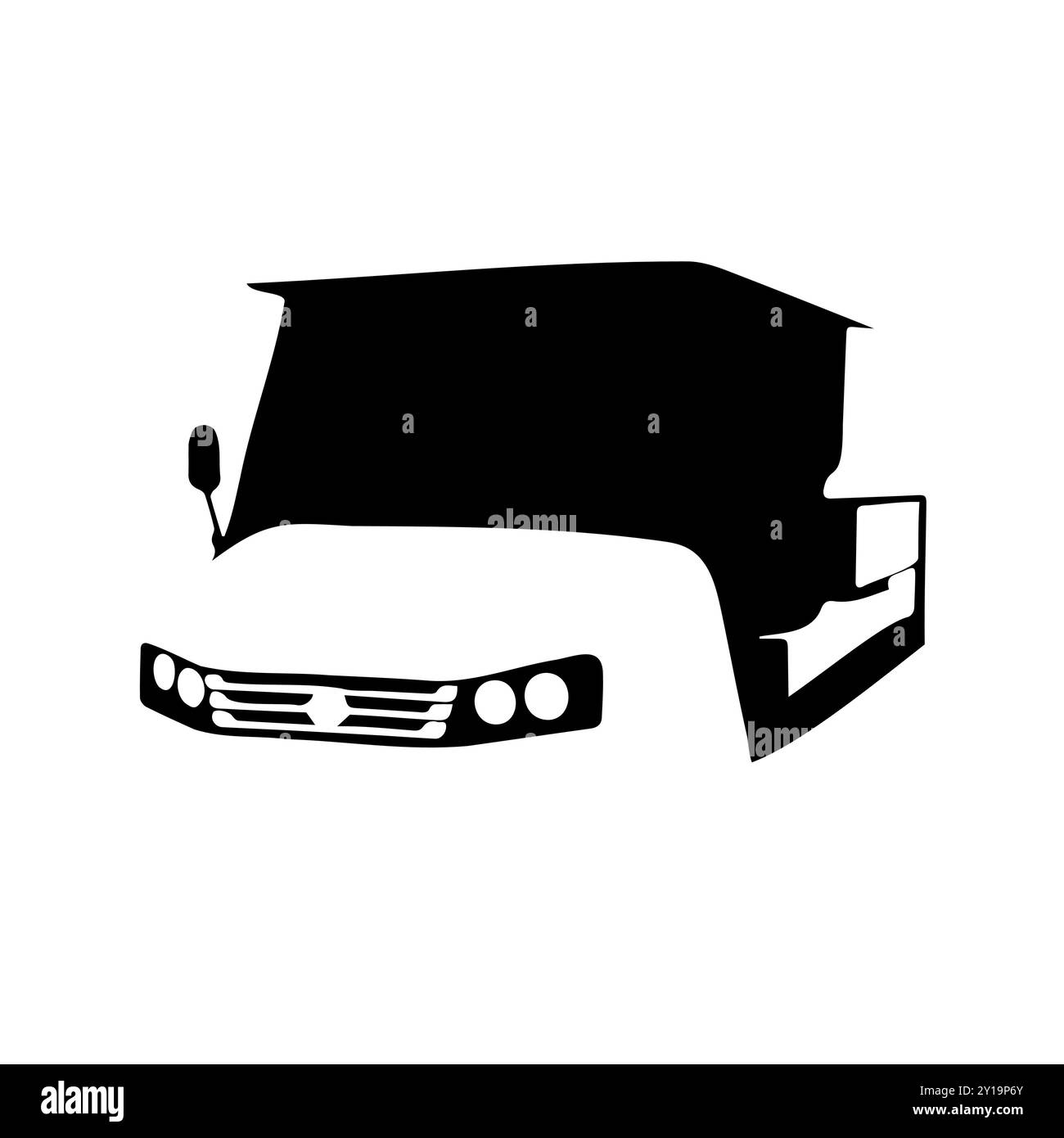 Sleek Monochrome Semi Truck Silhouette Design Stock Vector Image & Art ...