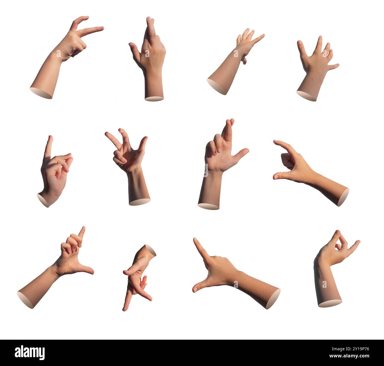 Kids hand signs, different child s gestures set, isolated on white ...