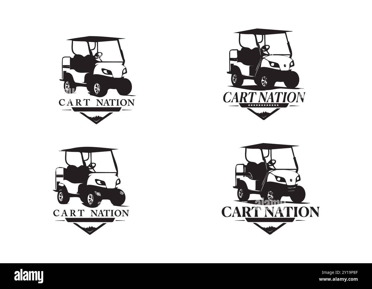 Elegant Golf Cart Logos Featuring "Cart Nation" Text with Various ...