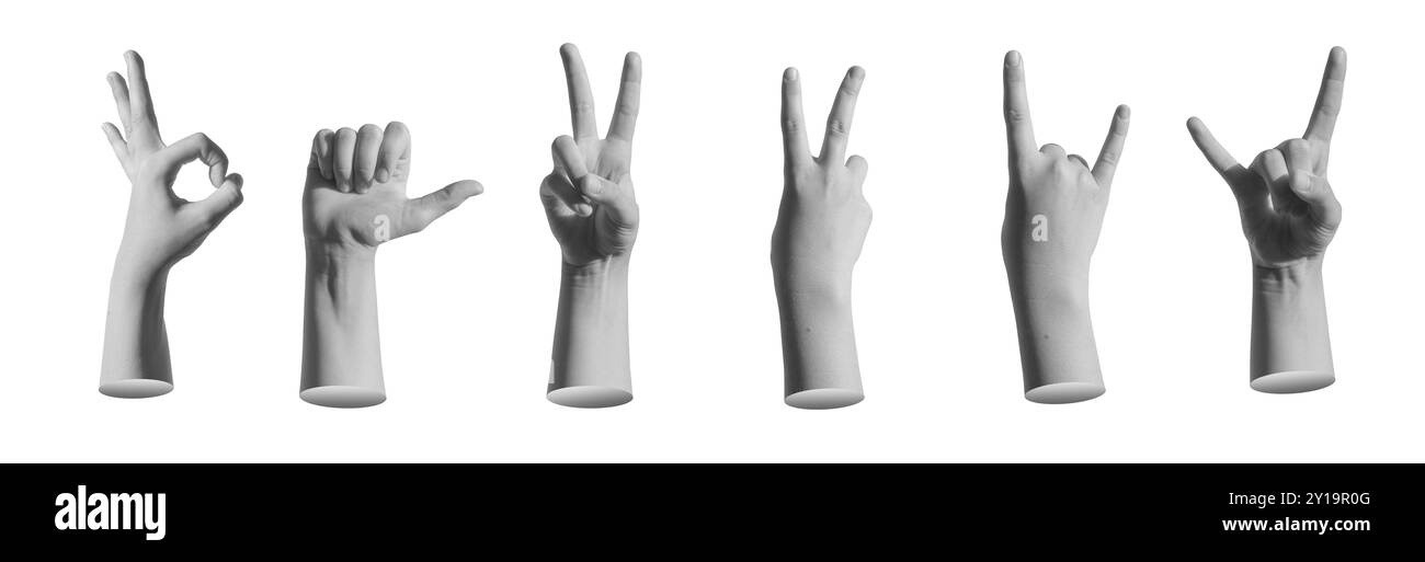 Kid, child s hand signs, different child gestures set, isolated on ...