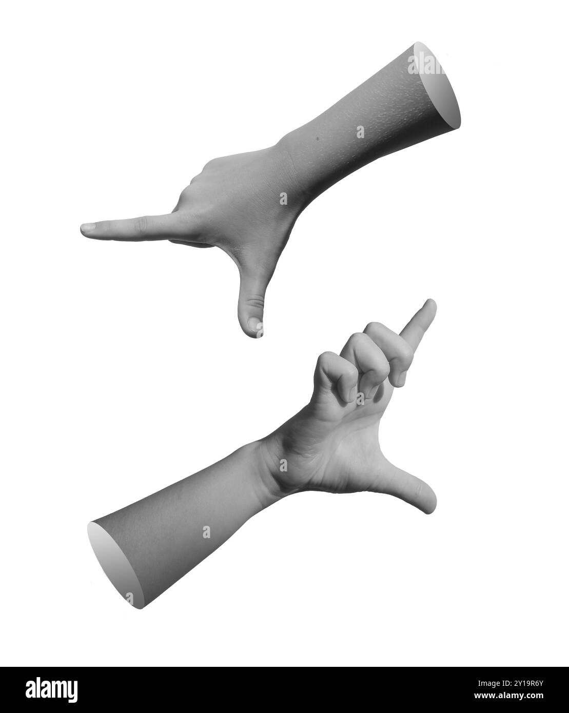 Hand using two fingers to hold and measure an invisible, small object ...