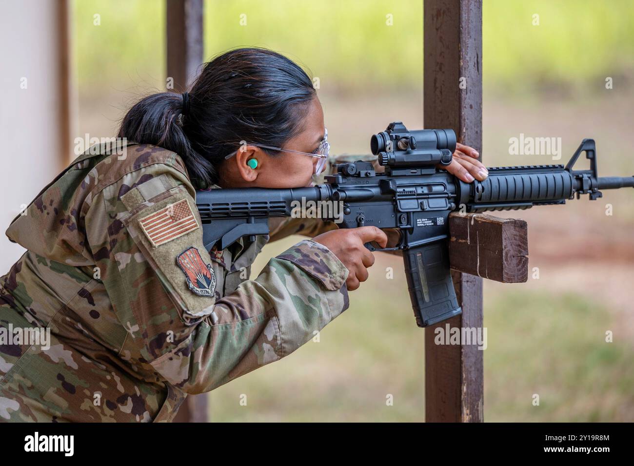 Airman training with a M-4 rifle. United States Airmen are taught ...