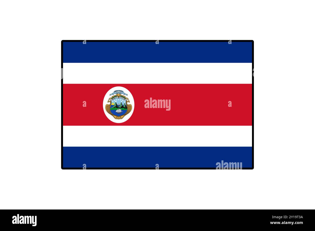 The Costa Rica flag features horizontal blue and red stripes with a ...