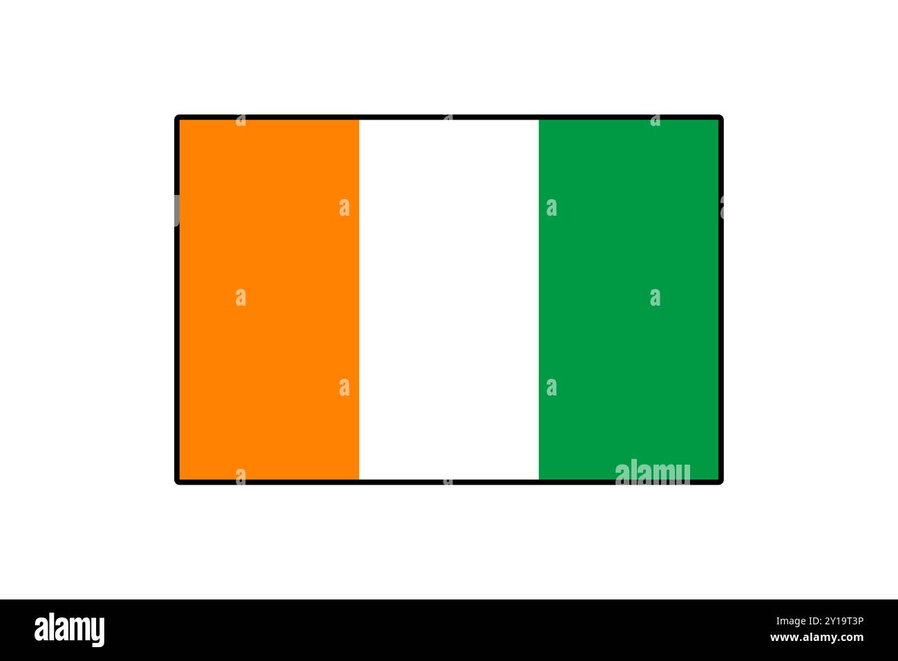 This graphic displays the national flag of Cote d'Ivoire, featuring ...