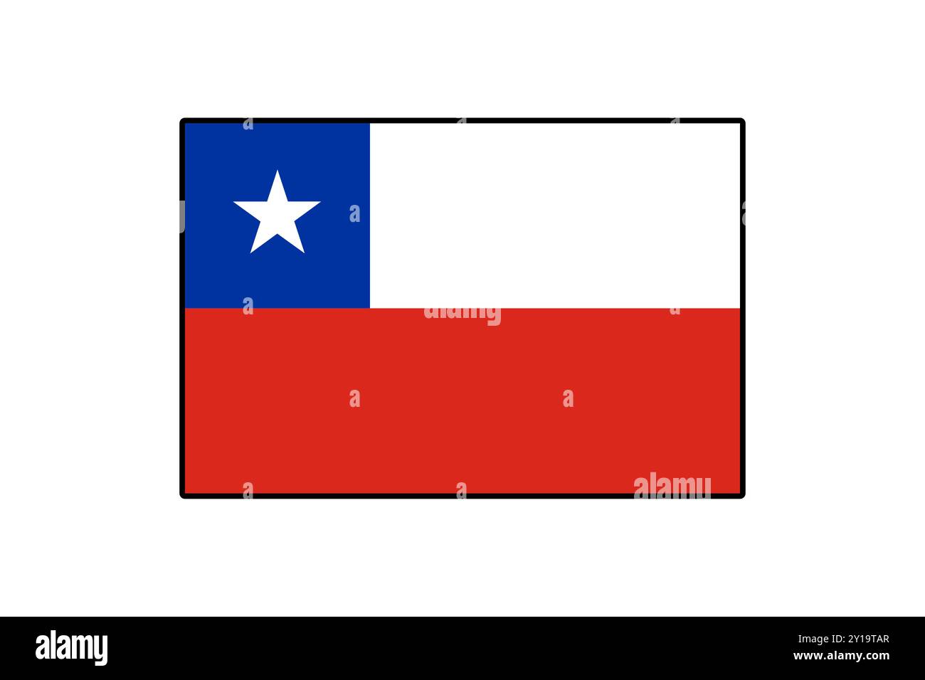 The flag of Chile features horizontal stripes of white and red, with a ...