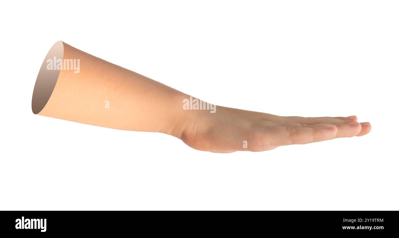 Hand gesture, showing limit, limitation isolated on white background ...