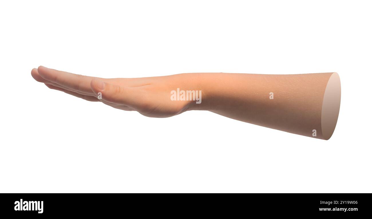 Hand gesture, showing limit, limitation isolated on white background ...