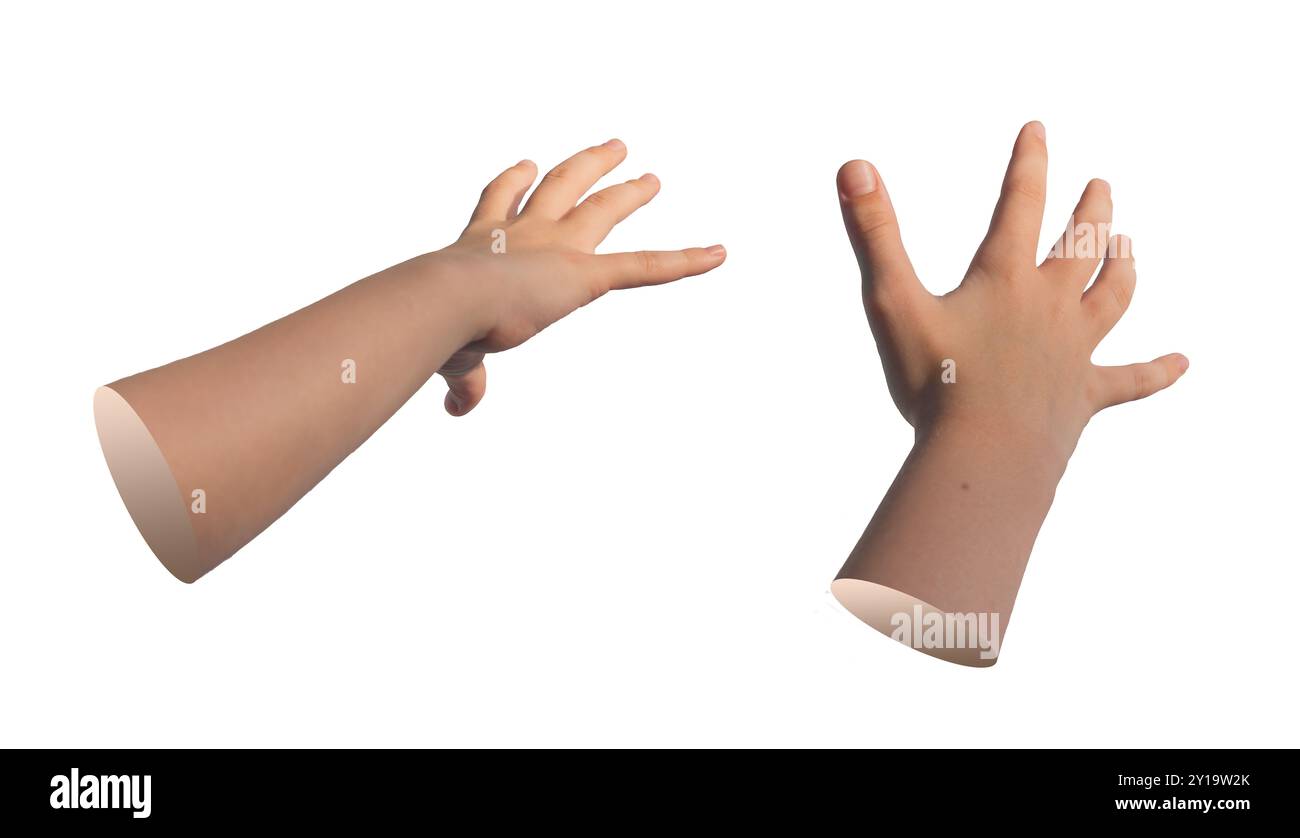Reaching, catching, stretching out to something, POV. Kids hand sign ...