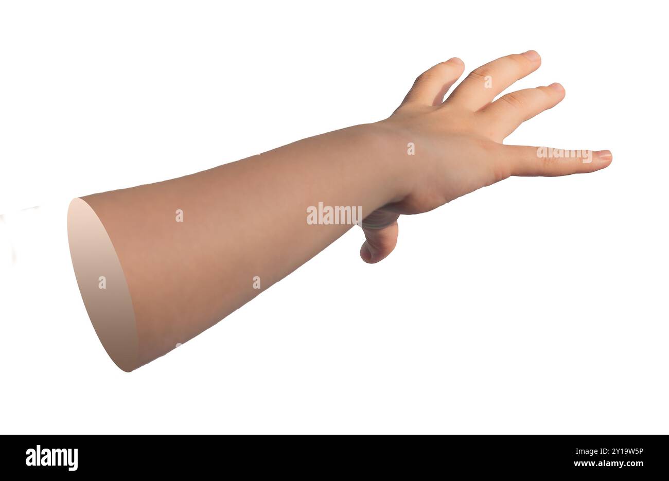 Reaching, catching, stretching to something, POV. Hand sign isolated on ...