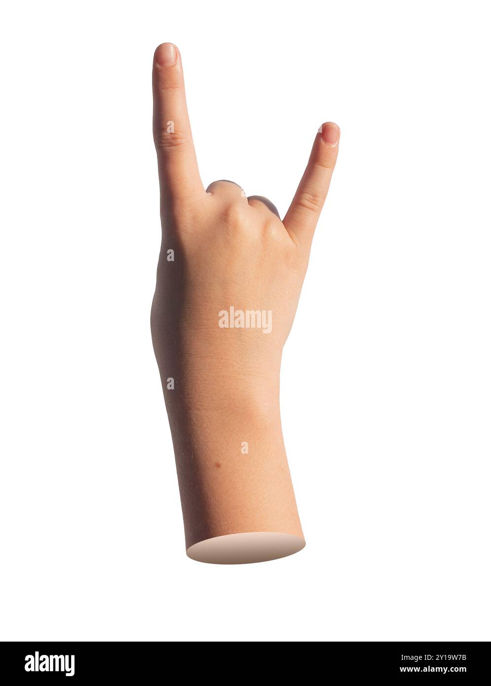 Kids hand, rock horns sign isolated on white background Stock Photo - Alamy