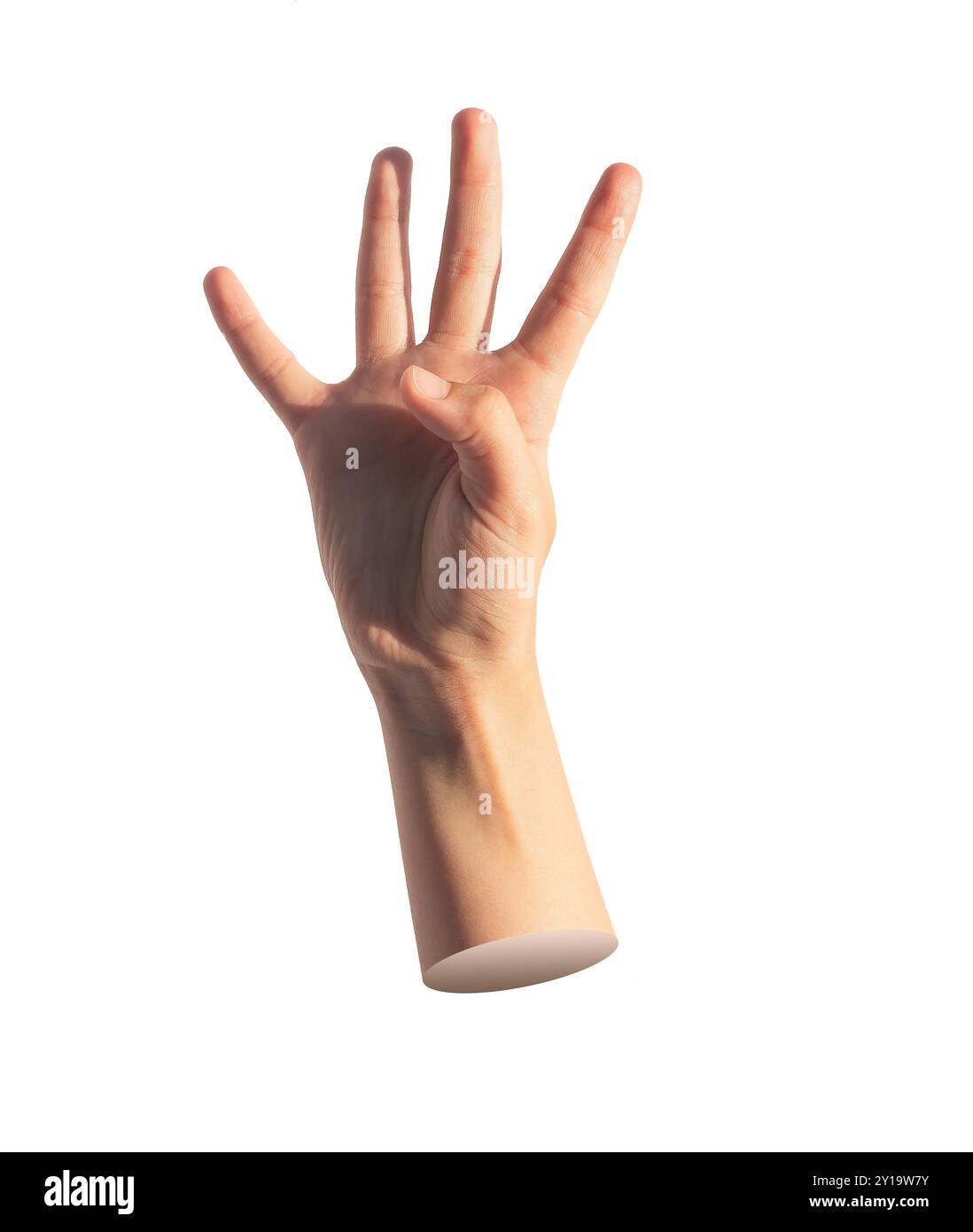 Four, hand gesture, kids sign. isolated on white background Stock Photo ...