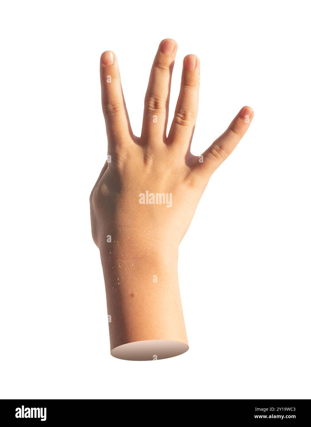 Four, hand gesture, kids sign. isolated on white background Stock Photo ...