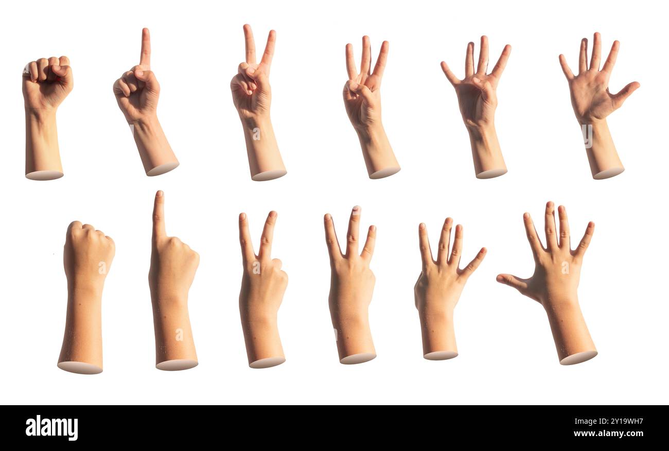 Kids hand counting fingers. zero, one, two, three, four, five, numbers isolated. Gestures set on ...