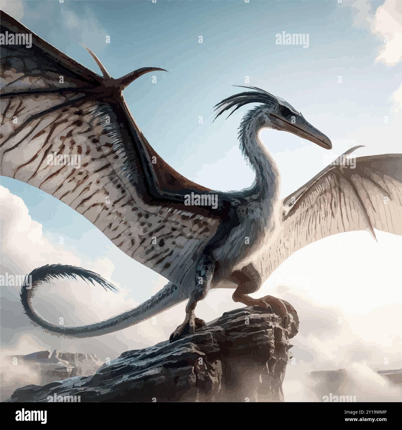 Quetzalcoatlus: Flight of the Largest Known Pterosaur Stock Vector ...