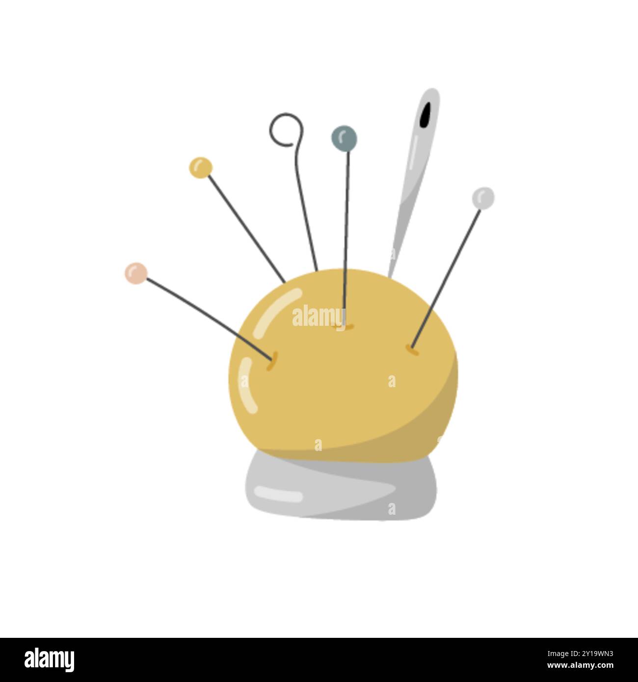 Soft pincushion for storing pins and needles on an isolated background ...