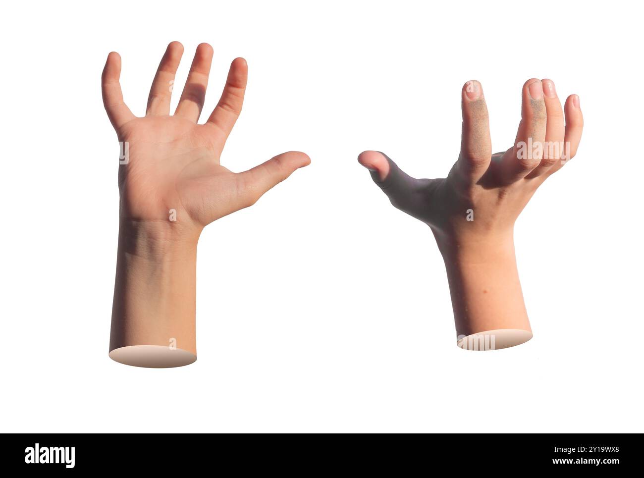 Kids hand holding, grabbing, grasping invisible object isolated on ...