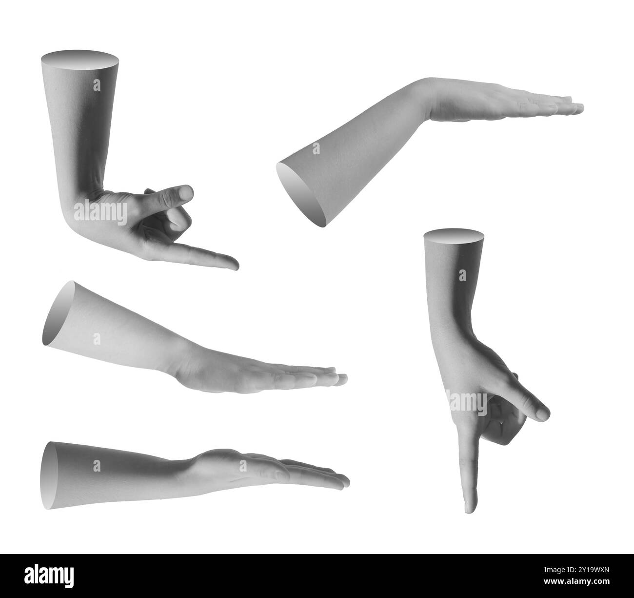 Kids hands pointing, indicating, showing set, isolated on white ...