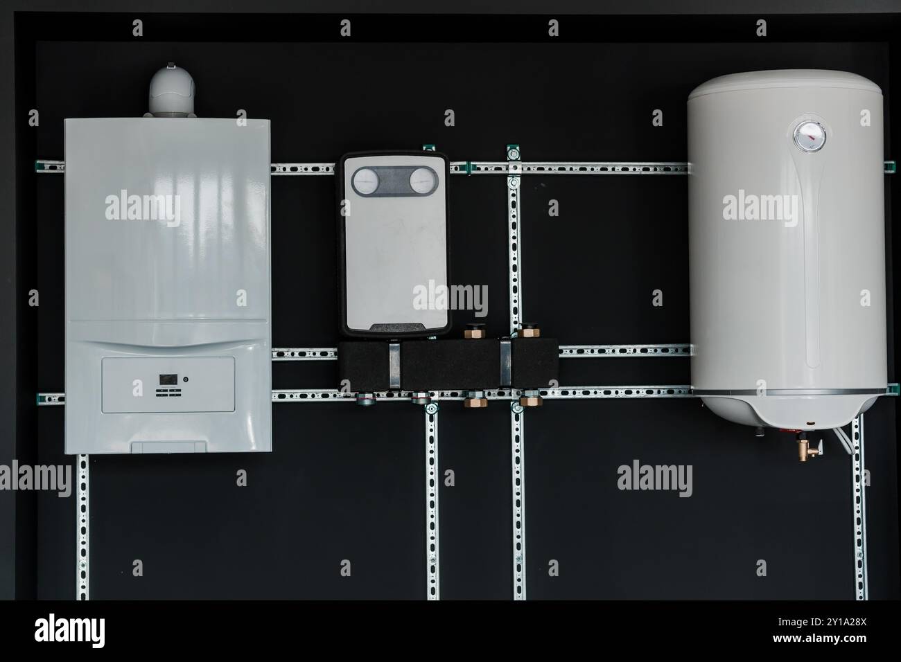 Modern Home Heating System Display with Boiler and Water Heater Stock ...