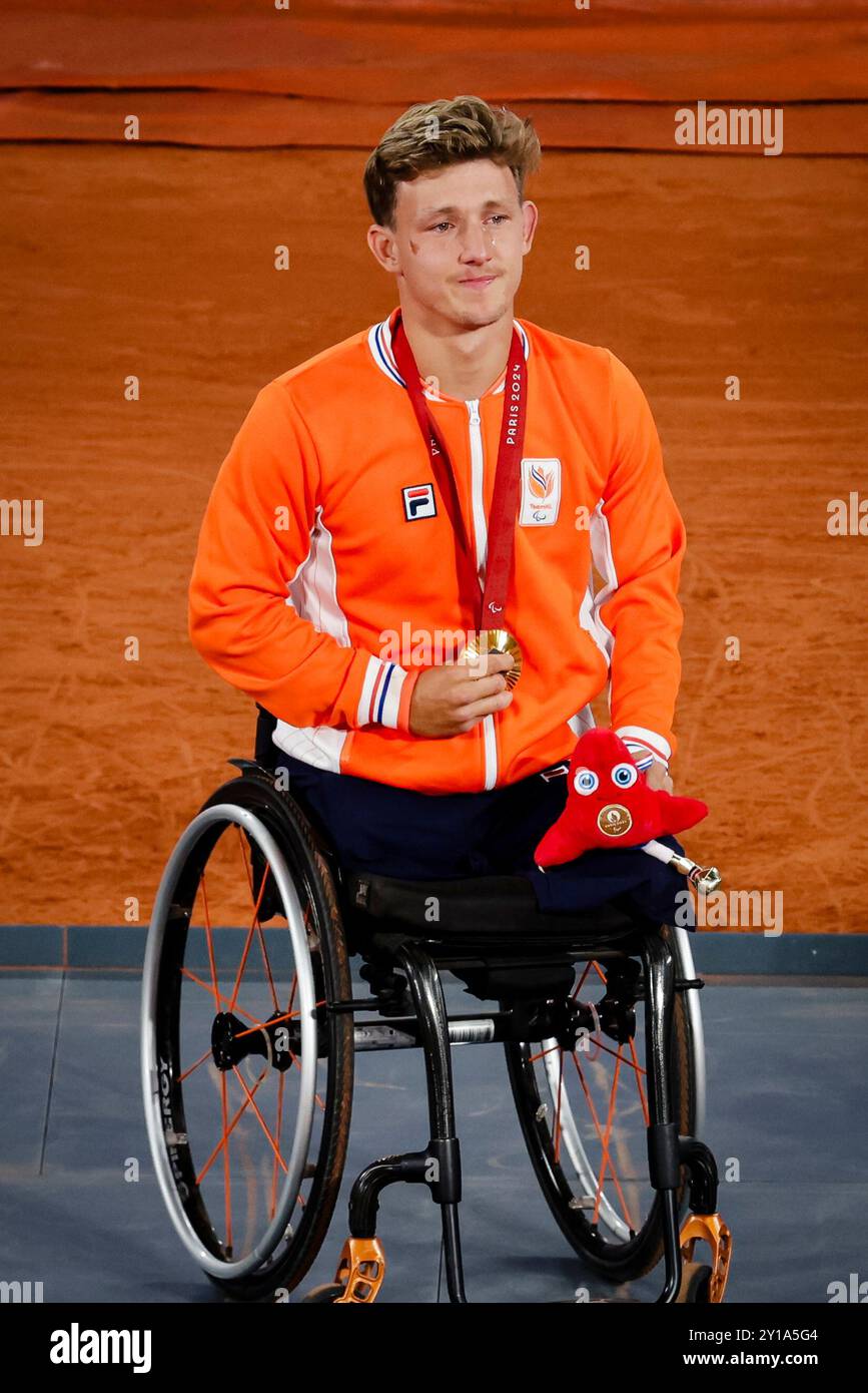 Paris, Sept. 5, 2024, Paralympics wheelchair tennis event. Niels Vink ...