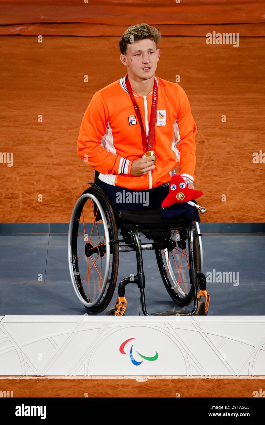 Paris, Sept. 5, 2024, Paralympics wheelchair tennis event. Niels Vink ...