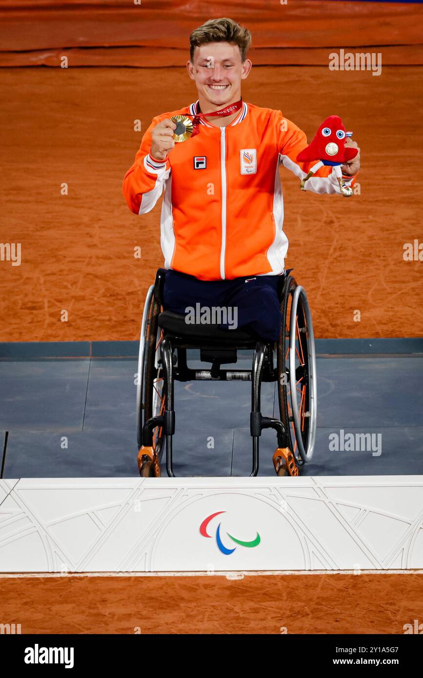 Paris, Sept. 5, 2024, Paralympics wheelchair tennis event. Niels Vink ...