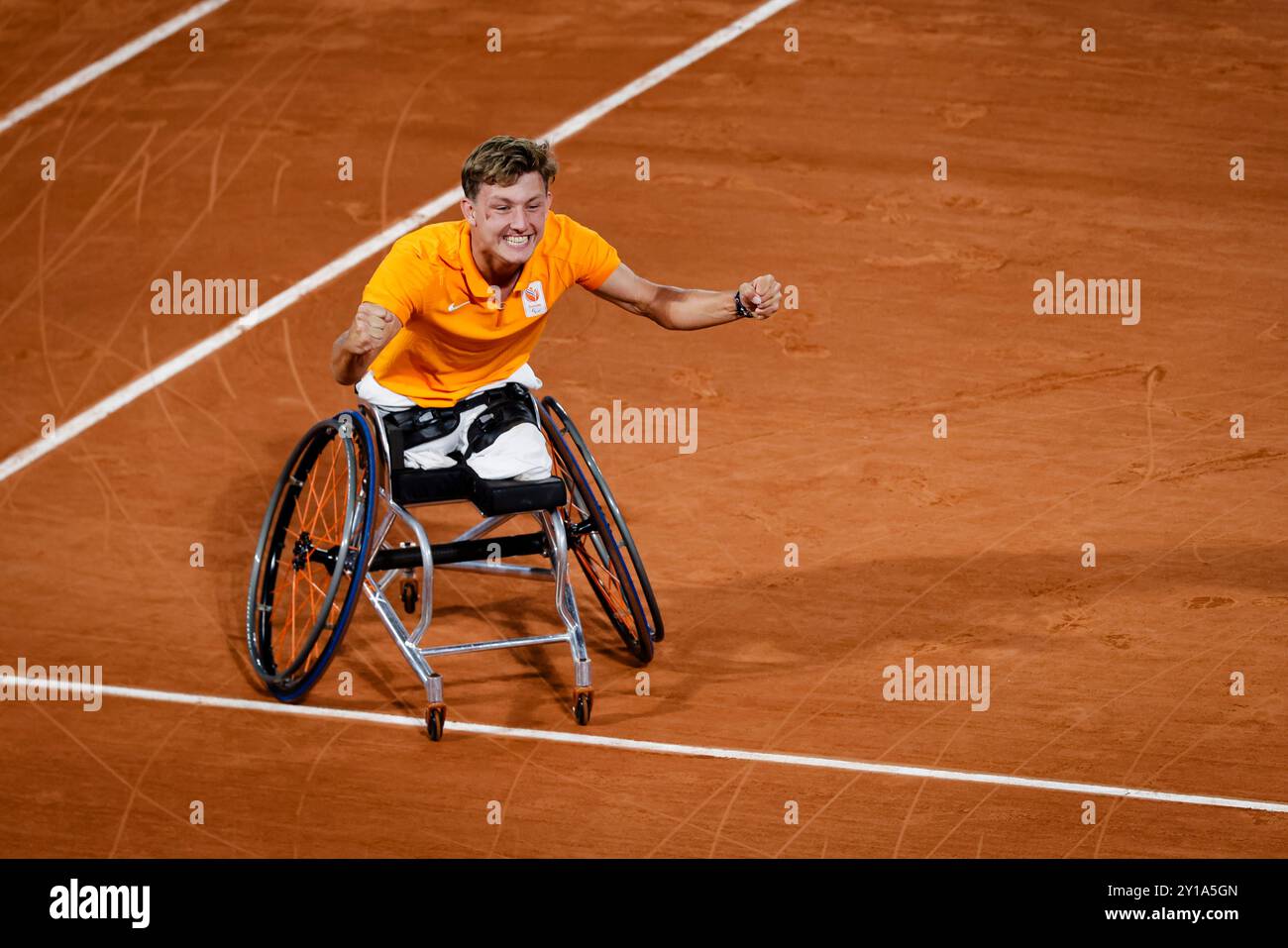 Paris, Sept. 5, 2024, Paralympics wheelchair tennis event. Niels Vink ...