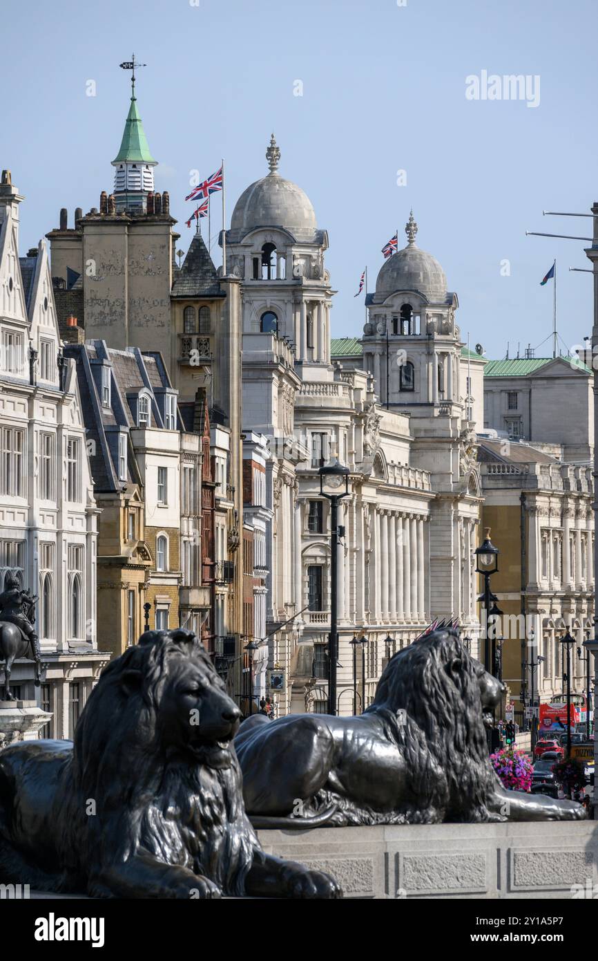 A view across Trafalgar Square looking down Whitehall. Trafalgar Square ...
