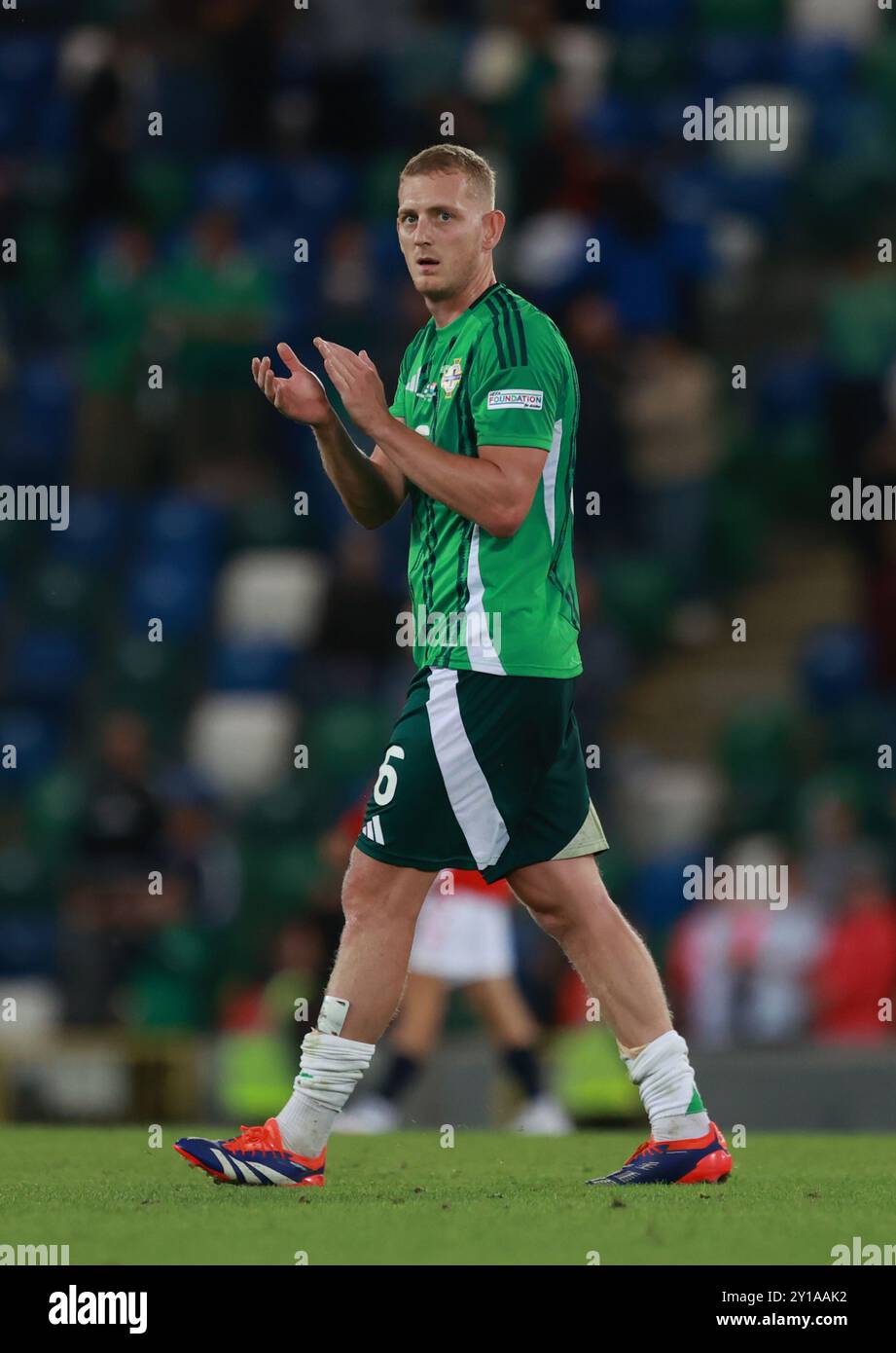 Northern Ireland's George Saville thanks the fans after the UEFA ...