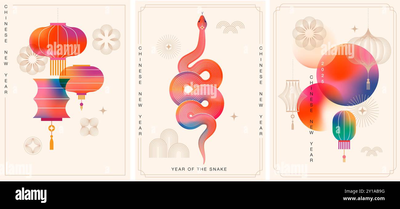 Chinese new year 2025 year of the Snake. Red Snake illustrations ...