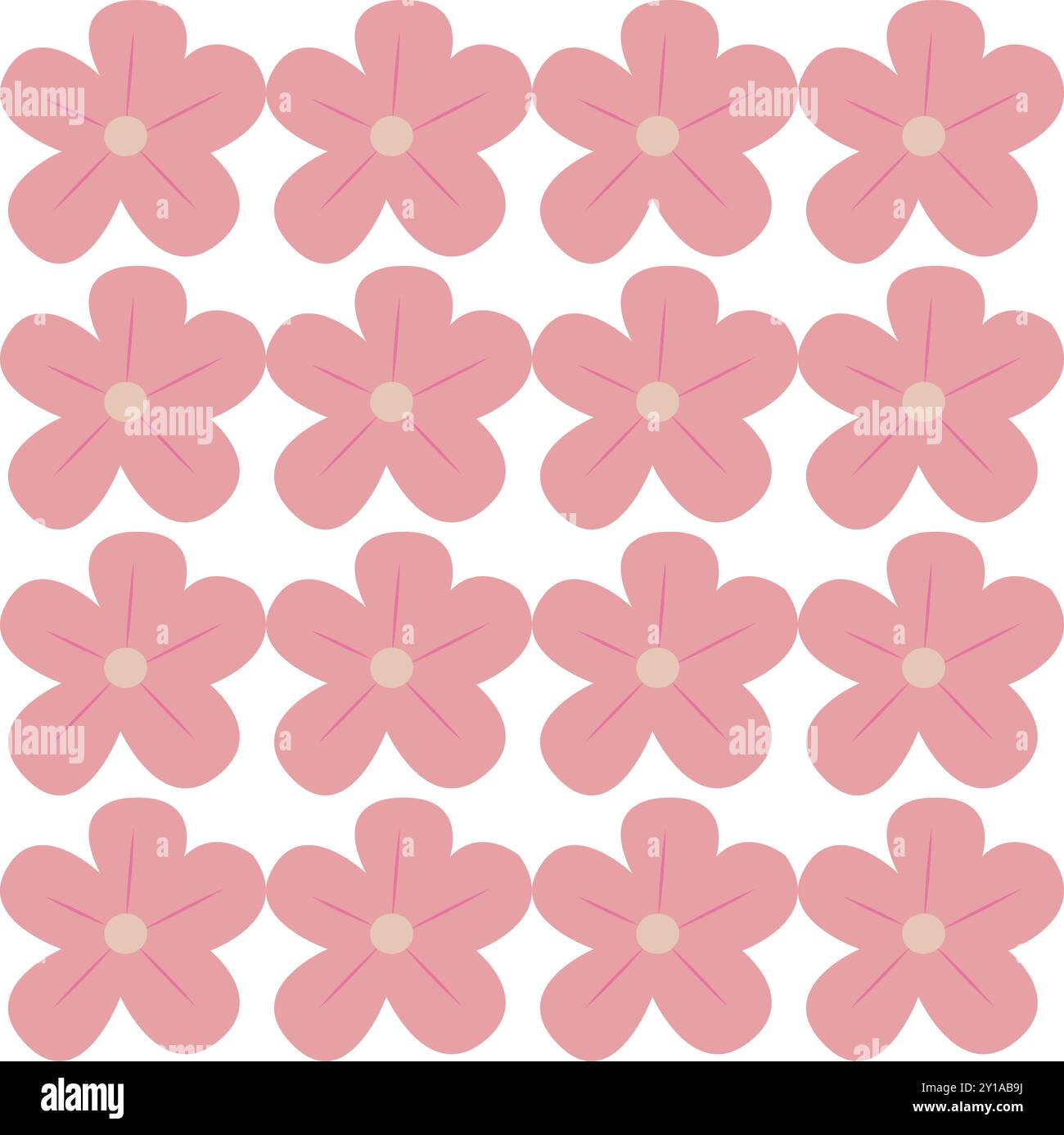 Seamless pattern of simple flowers and plant elements. Vector ...