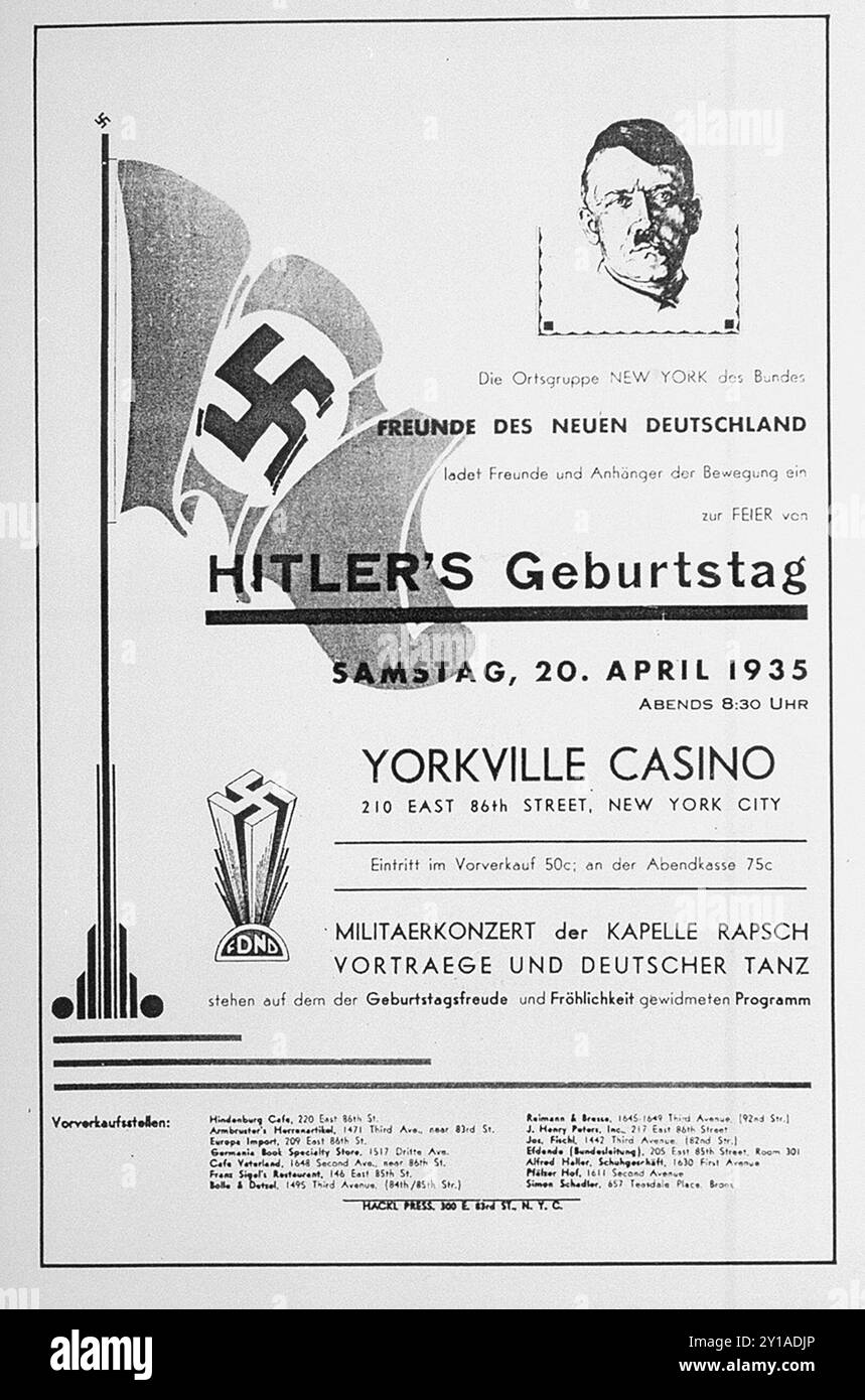 A poster advertising an upcoming evening celebration in honor of Hitler ...