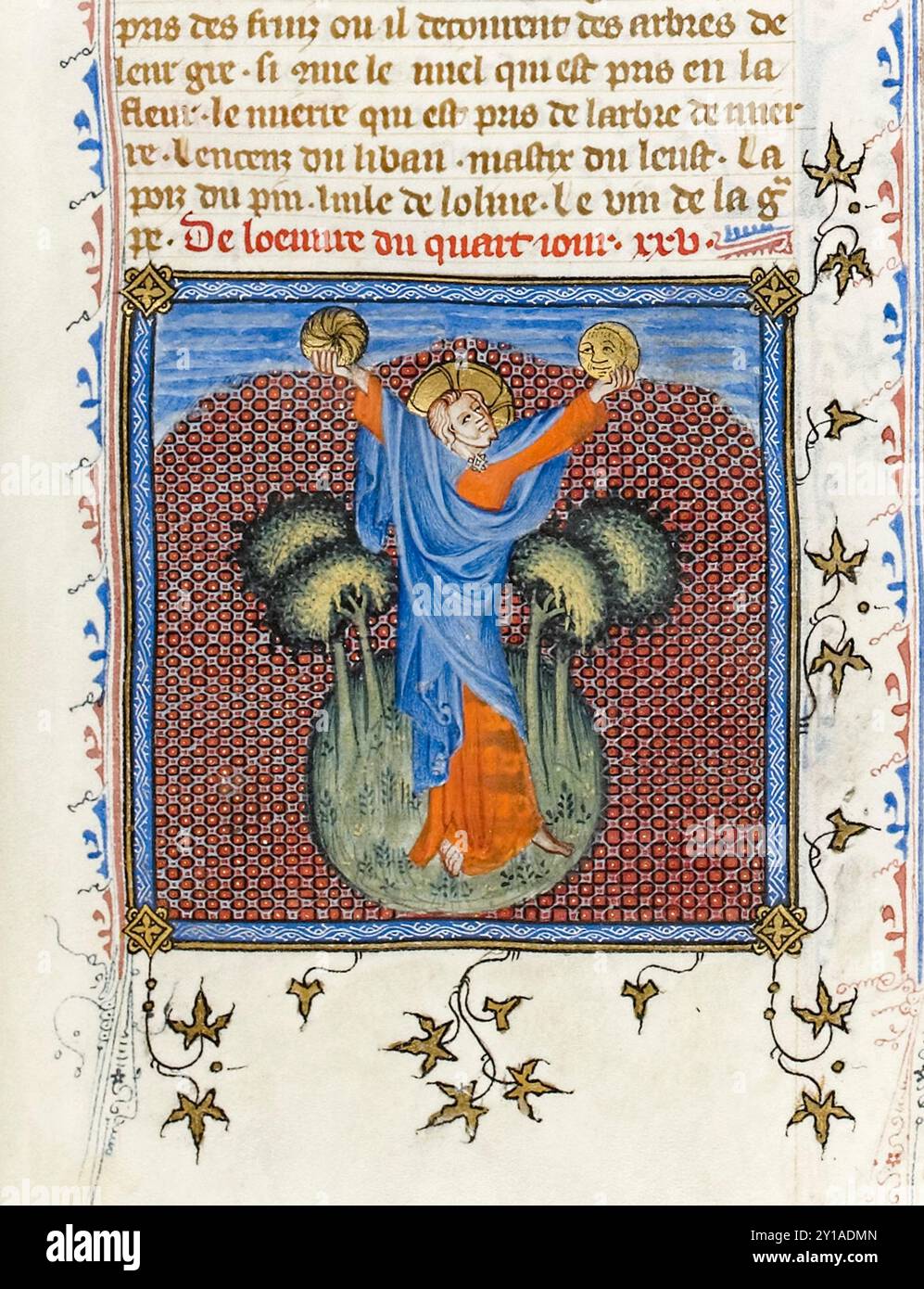 God creating the Sun and the Moon illustration from Speculum historiale ...