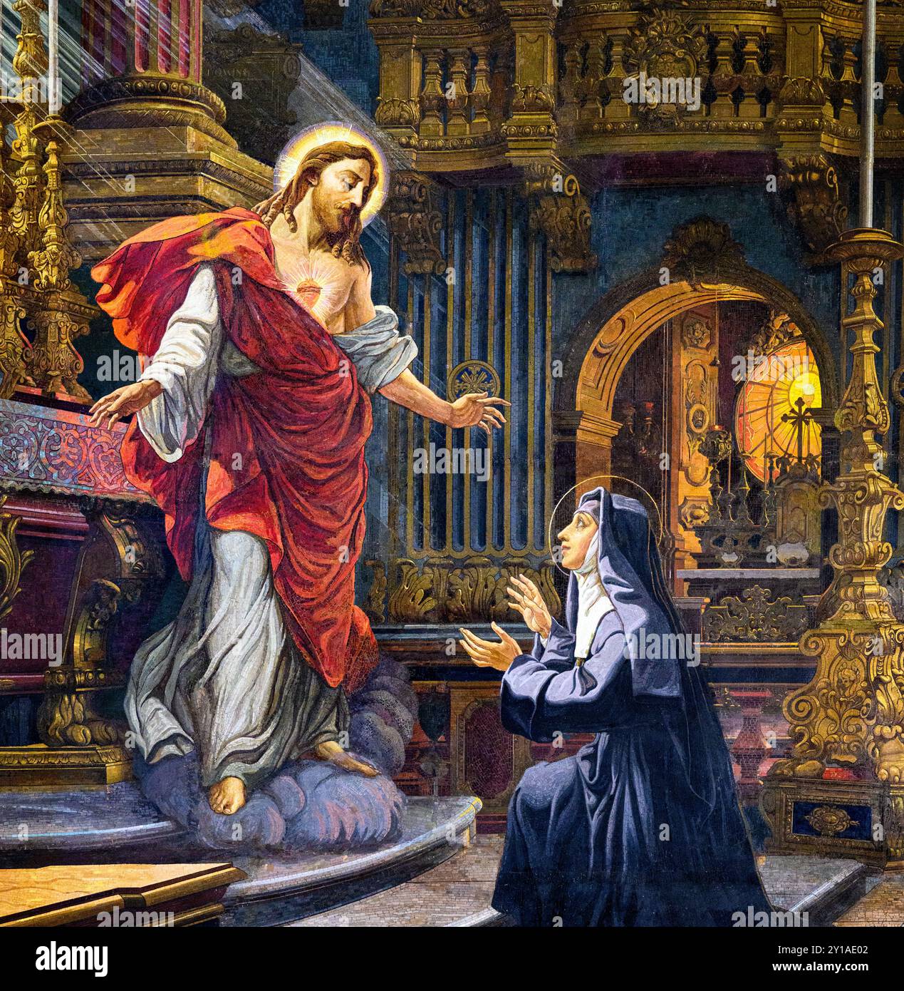 The Vision of the Sacred Heart of Jesus to St Margaret Mary Alacoque ...