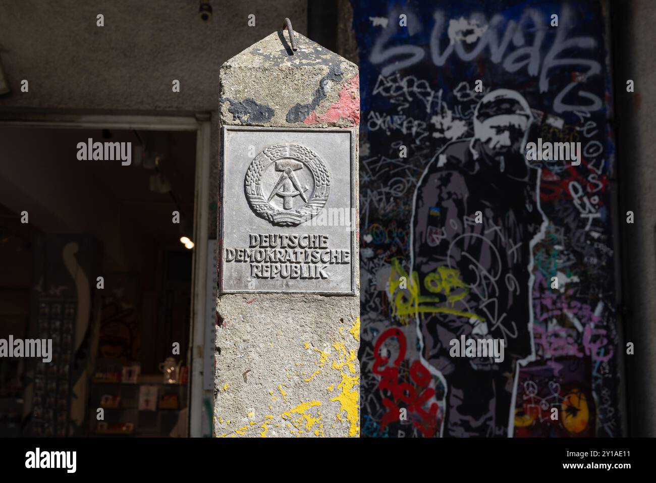DDR Grenzstein old border post between East and West Germany near ...