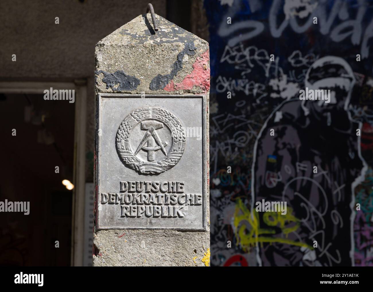 DDR Grenzstein old border post between East and West Germany near ...