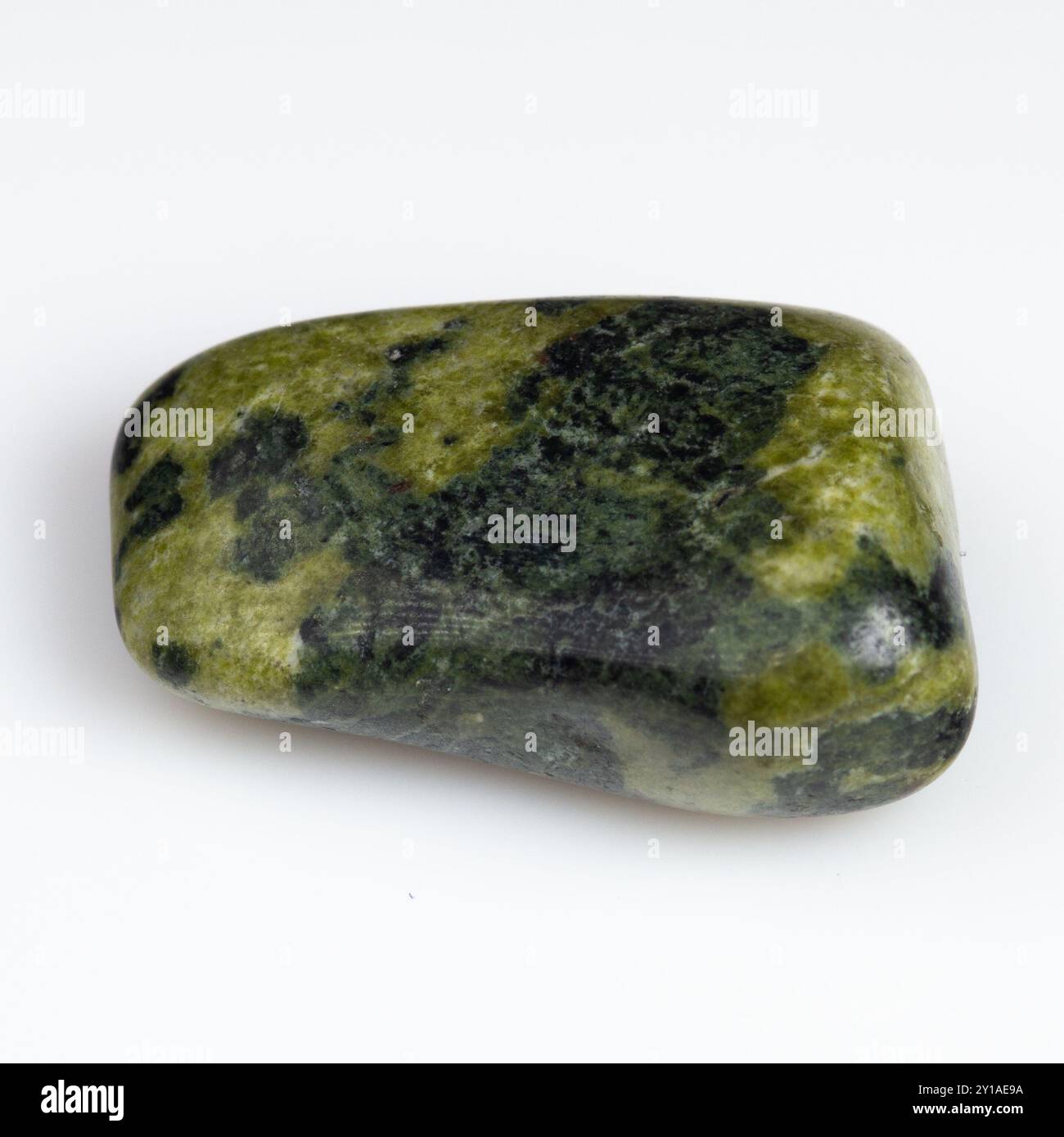 Serpentine Gemstone - Polished Emerald Green Mineral on Pristine White ...