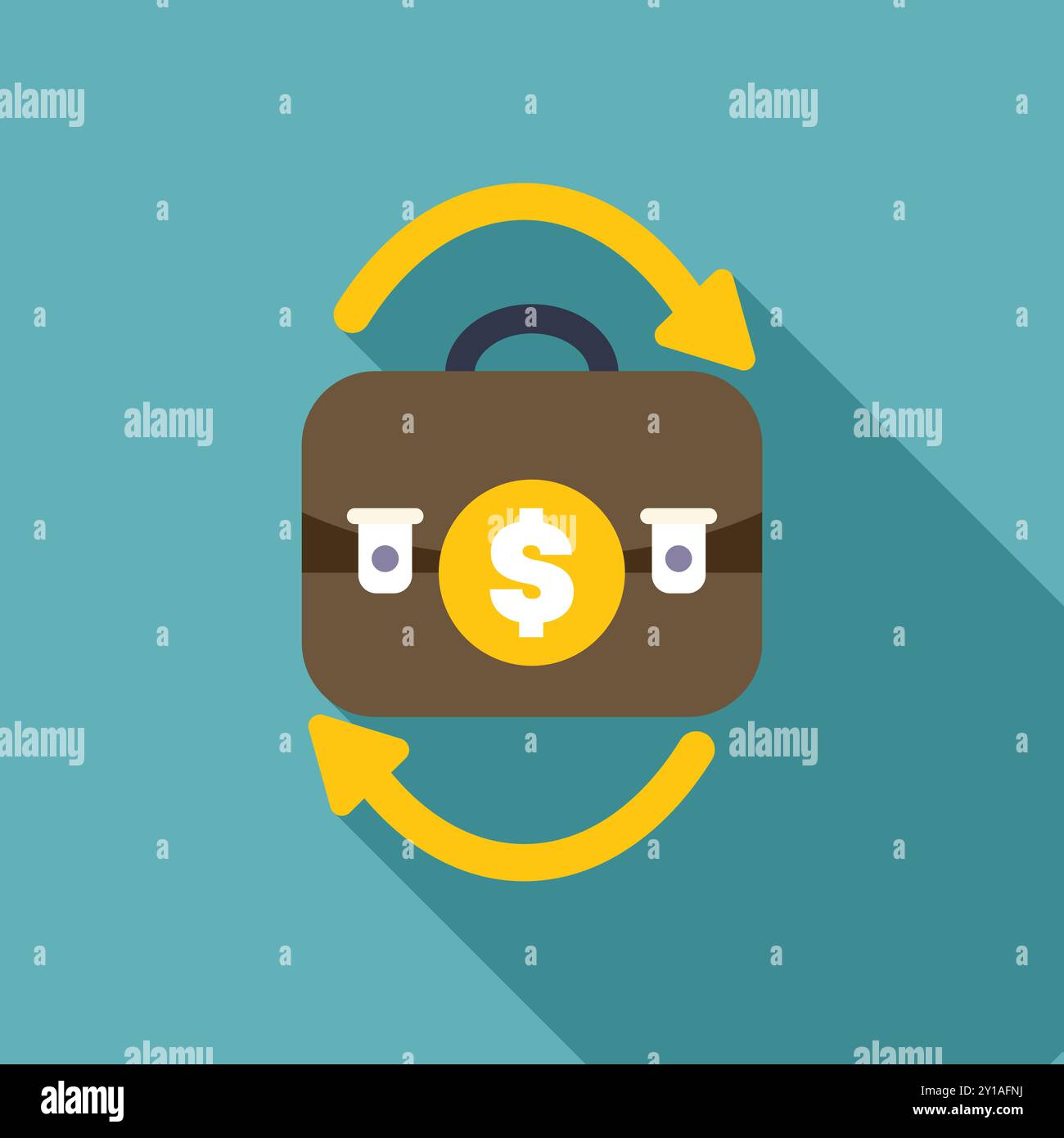 Flat design illustration of money circulation concept with briefcase ...