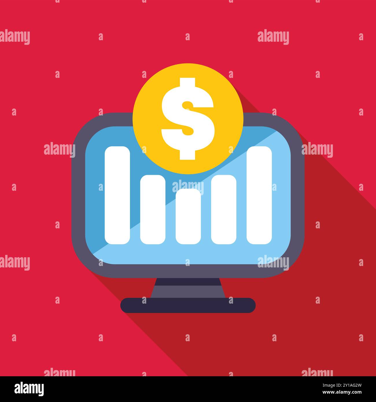 Minimalist illustration featuring a computer displaying increasing ...
