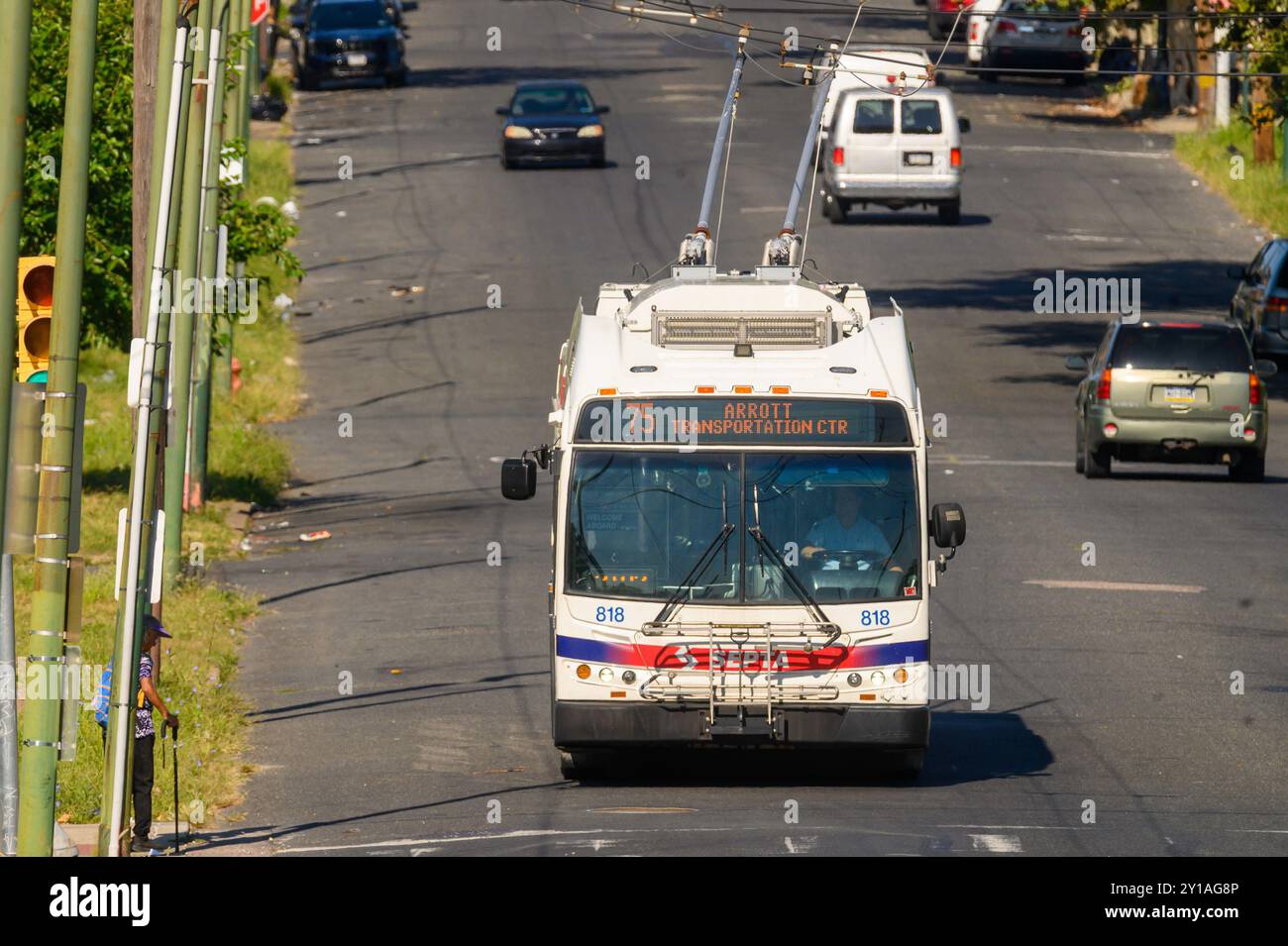 SEPTA Trackless Trolley Stock Photo - Alamy