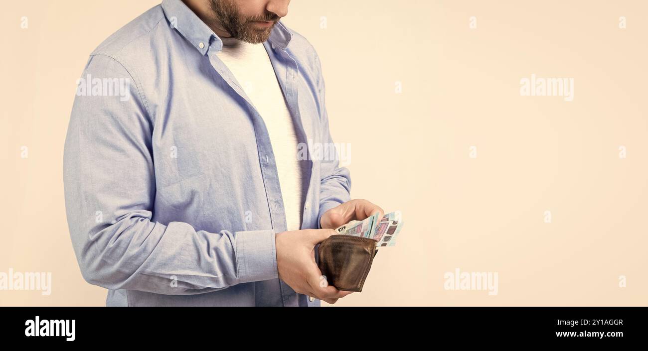 cropped view of man with cash money banknotes. photo of man with cash ...