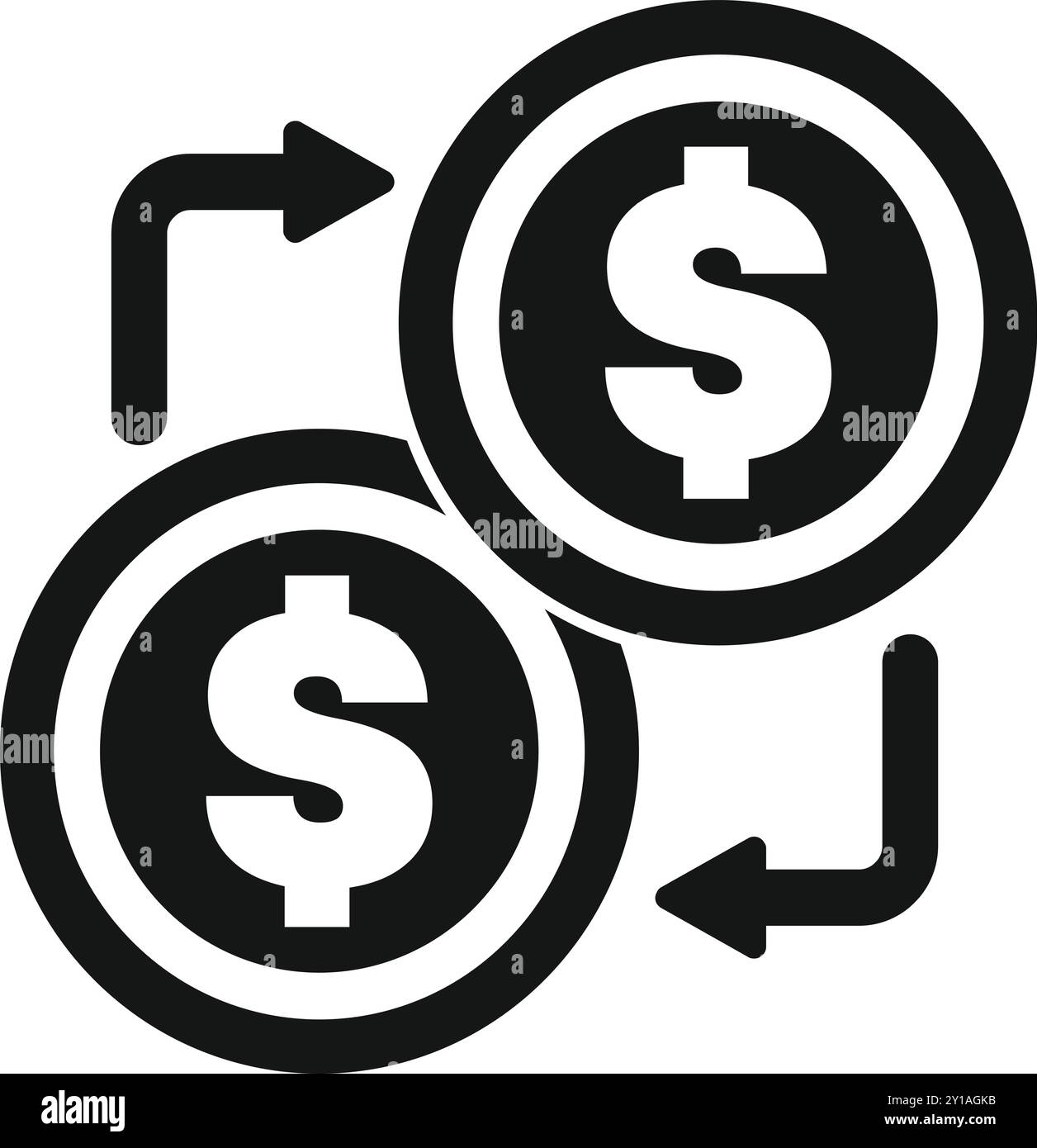 Simple vector icon representing money changing hands, a financial ...
