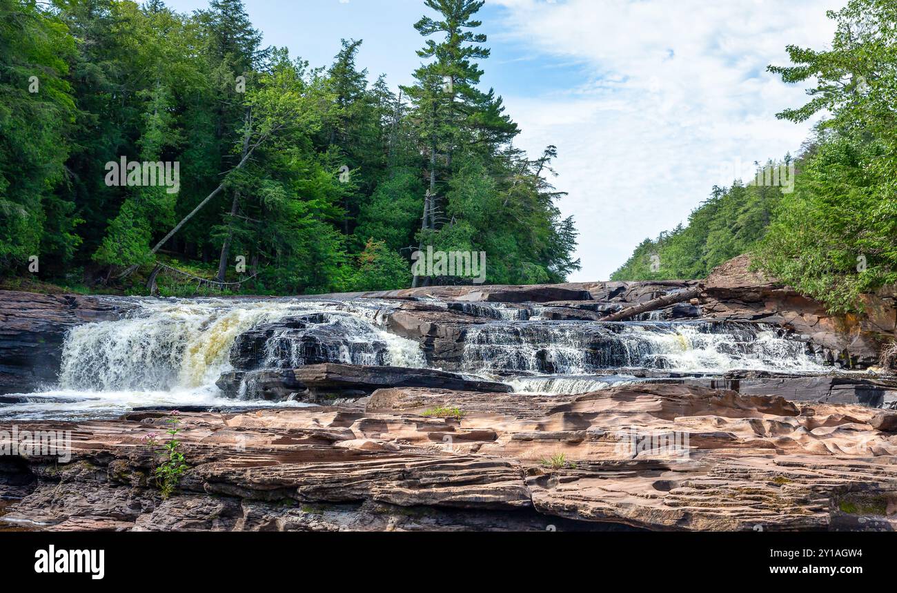 Manido Falls, a waterfall on the Presque Isle River Michigan's Upper ...