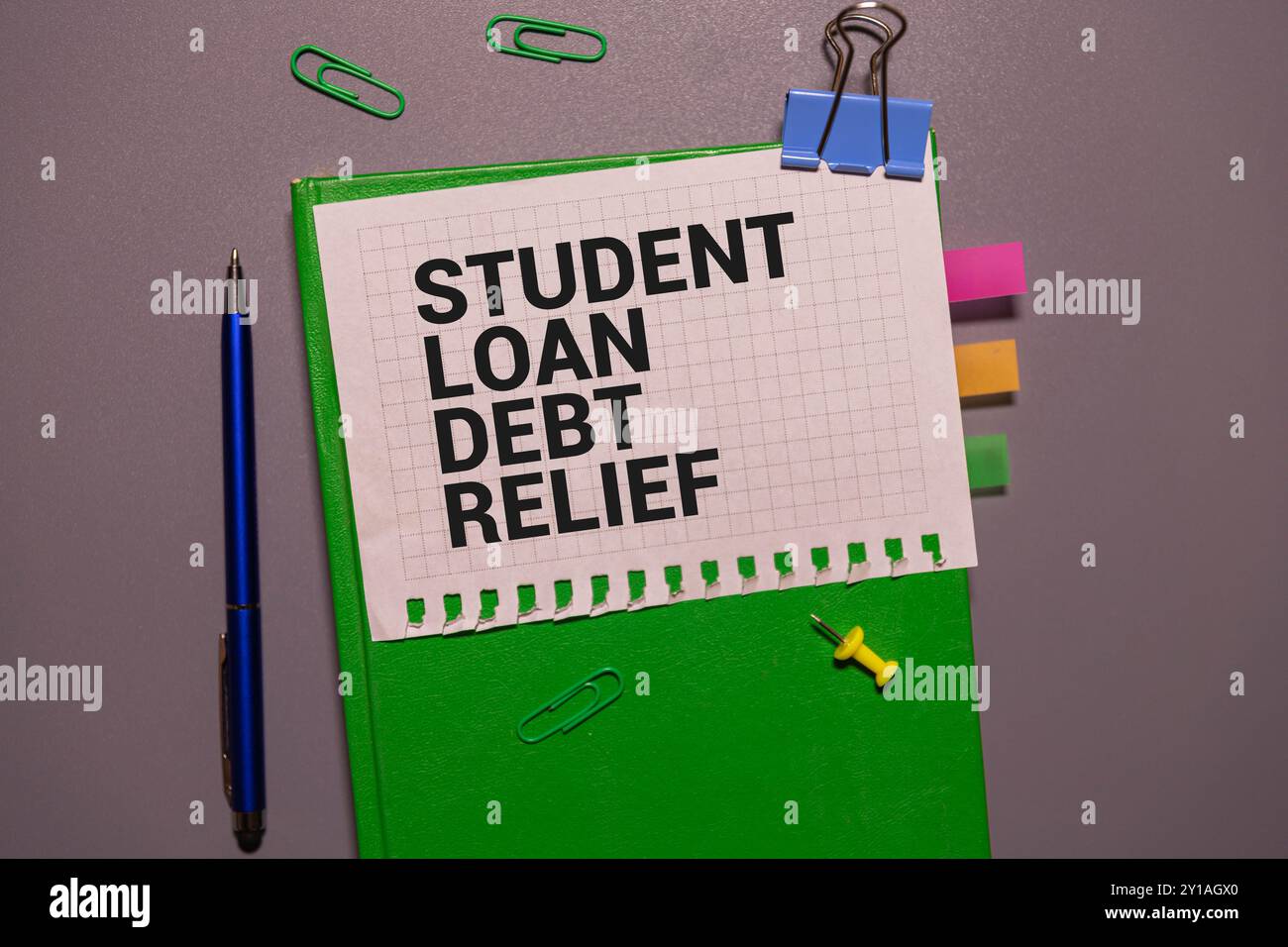 Student loan debt, text words typography written on paper, life and ...
