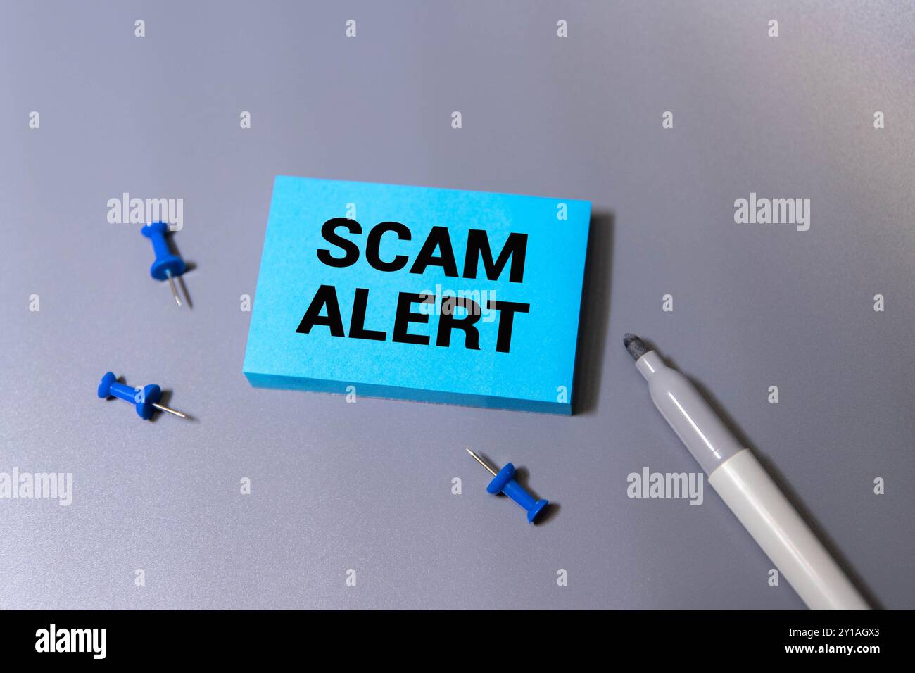 Scam Alert text on card, concept background Stock Photo - Alamy