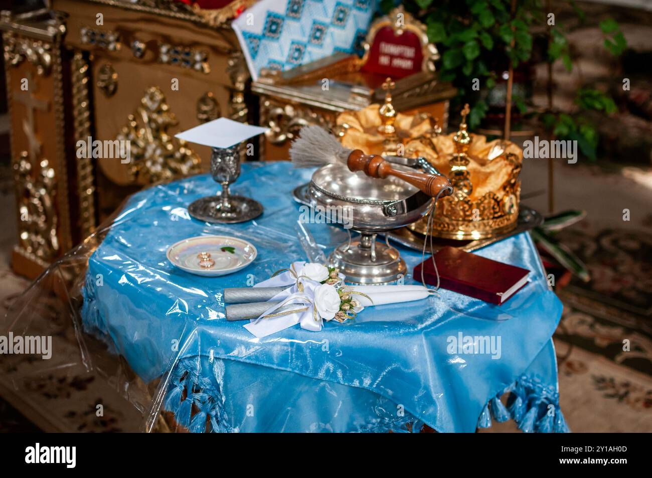 Elegant Orthodox Wedding Table with Ritual Elements and Crown Stock ...