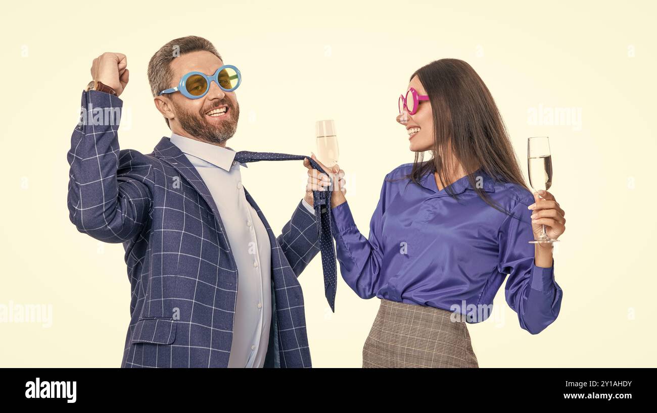 Party fun. Businesspeople have fun together in corporate party ...